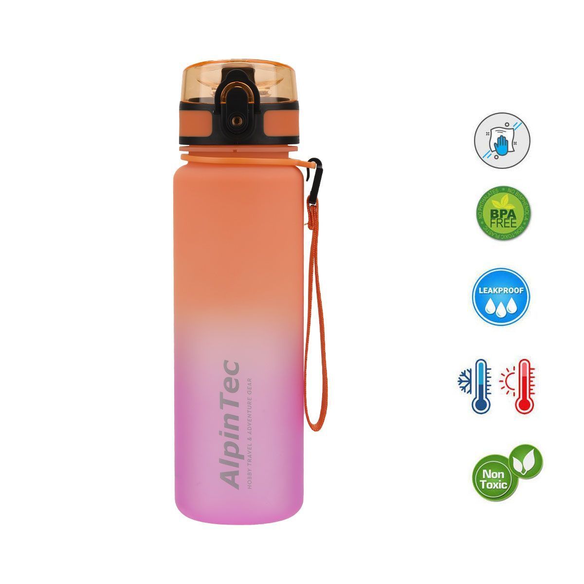 Παγούρι Πλαστικό Tritan Mood 500Ml Πορτοκαλί/Μωβ (G-500-ORPE) - Funny Bunny